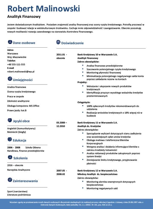 Przykładowe CV – Experci Kariery
